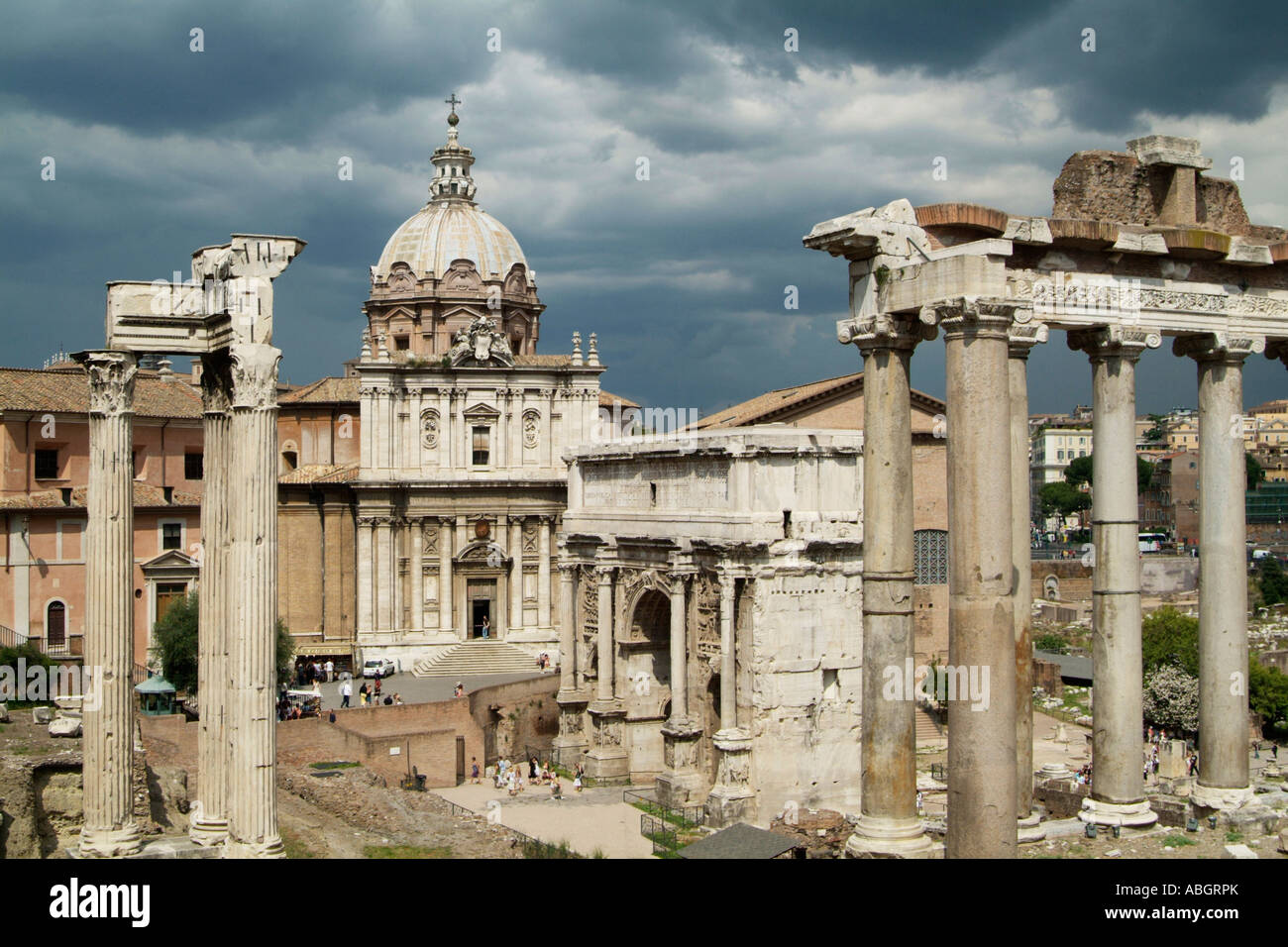 Ancient roman colonnade in Rome (Via Imperial Stock Photo - Alamy