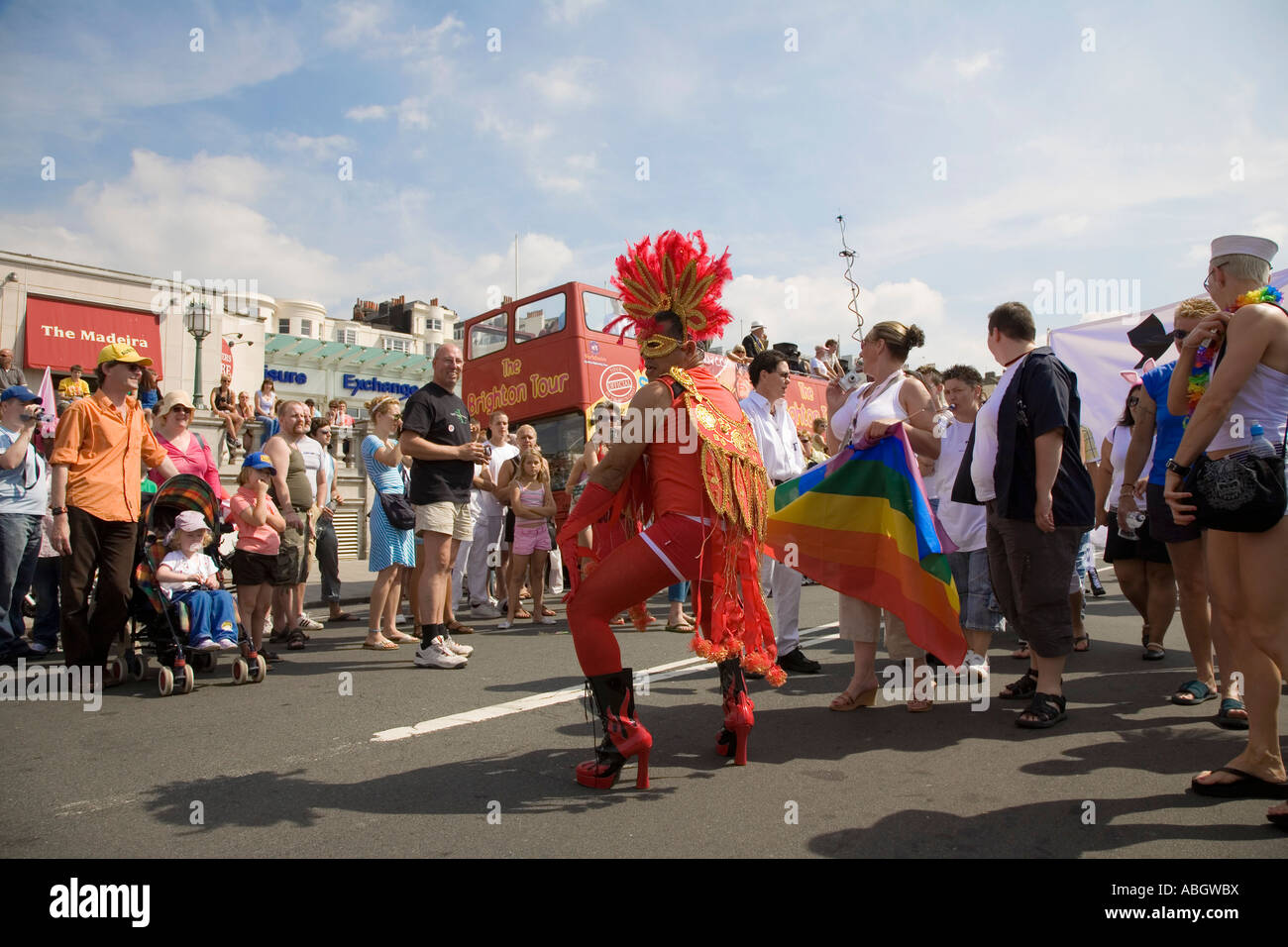 Pride Parade with Carry On film theme, Brighton, UK, 2006 Stock Photo ...