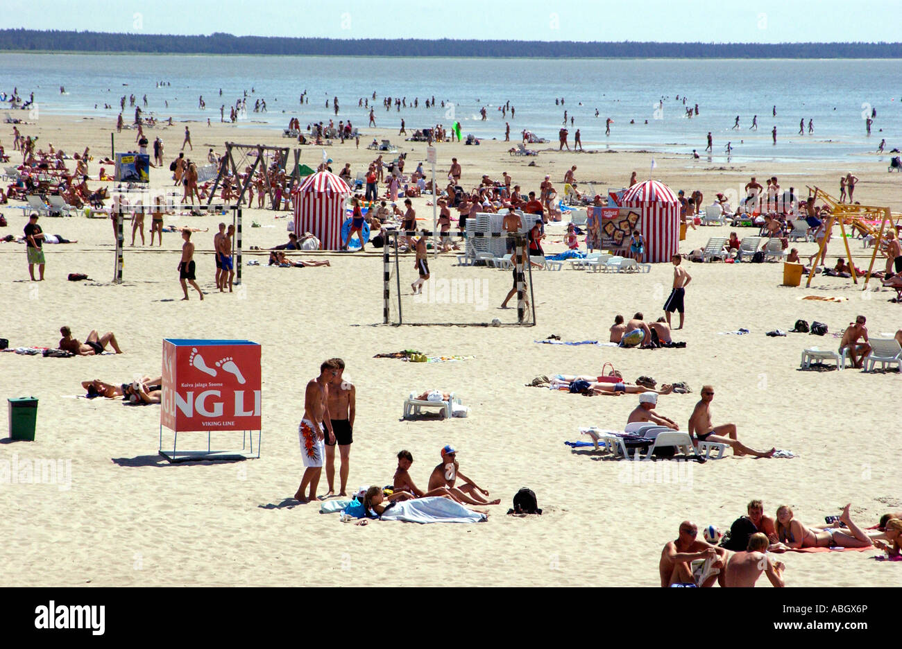 People enjoy the sun at Parnu beach Estonia Stock Photo - Alamy