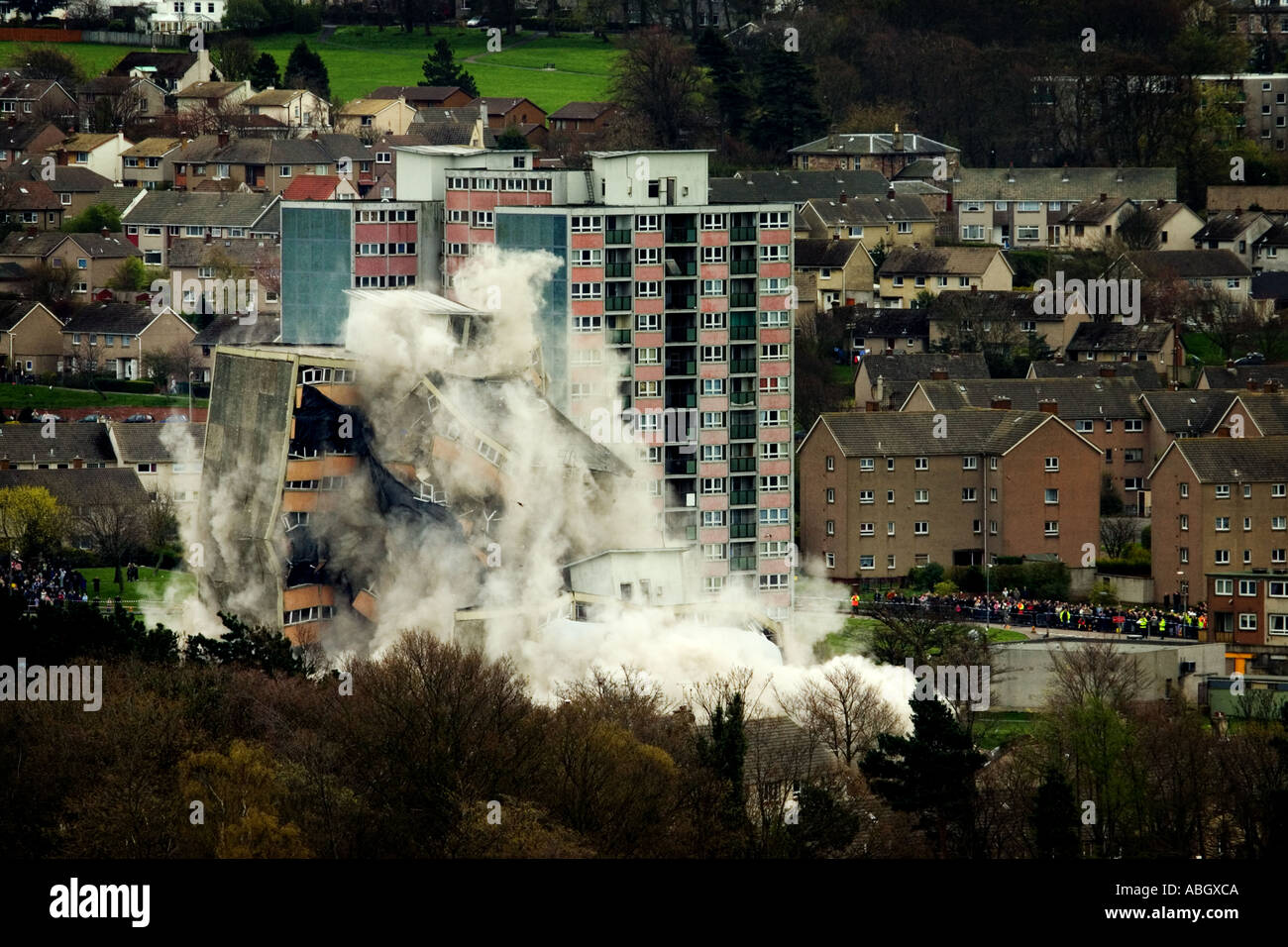 Old tower block being demolished Oxgangs Edinburgh Scotland 17 April ...