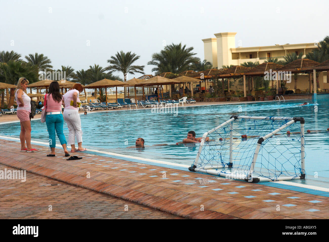 Guests around poolside of Intercontinental Resort Casino Hurghada Egypt ...