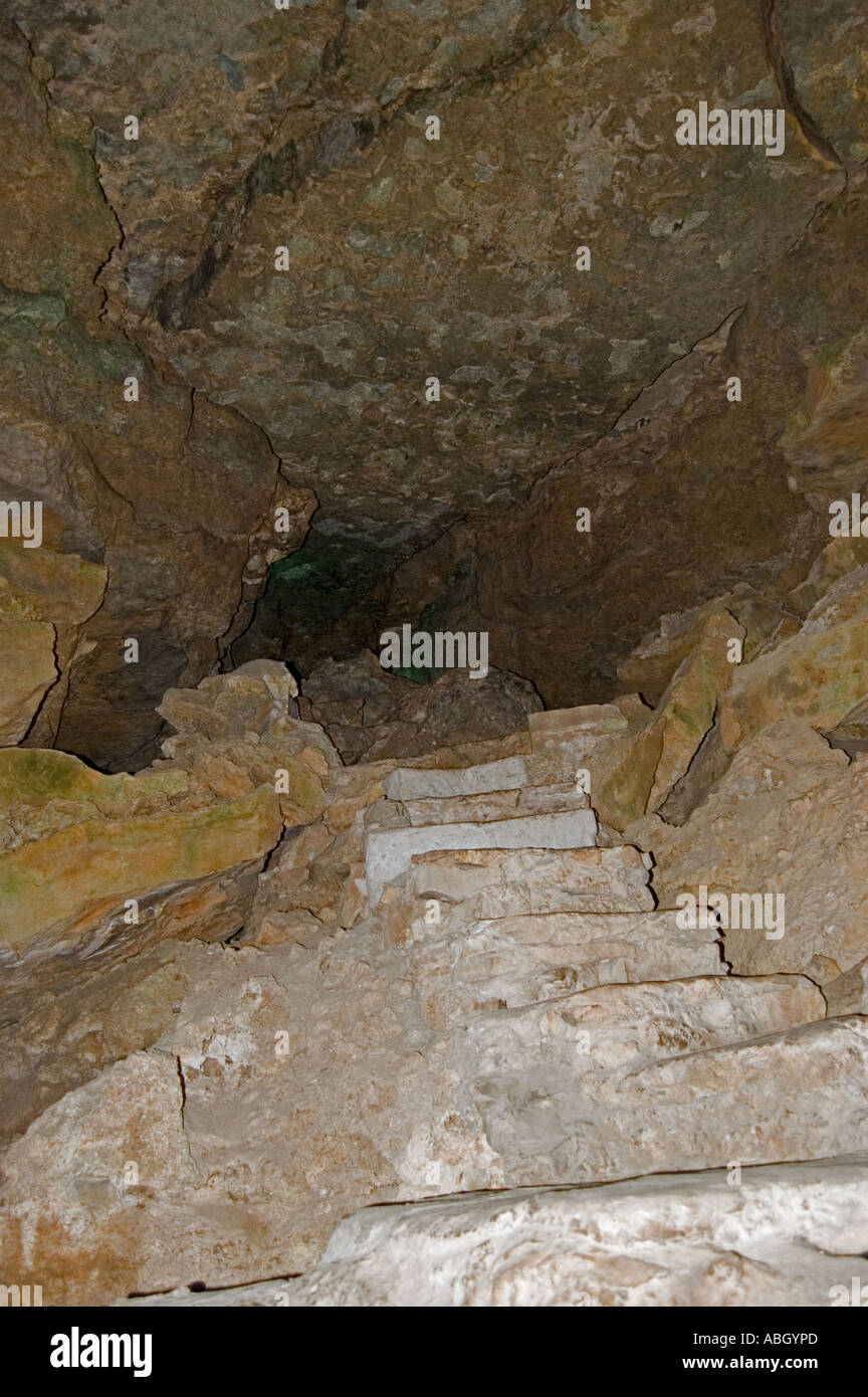 Rock stairway in cave Stock Photo - Alamy