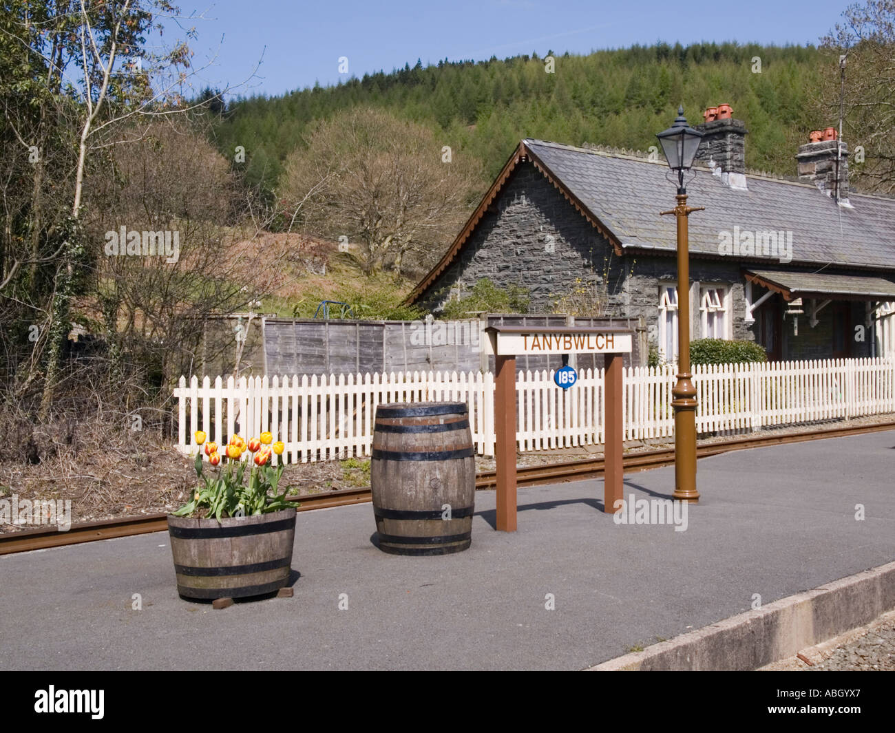 Restored Tan-y-Bwlch station on heritage narrow gauge Ffestiniog ...