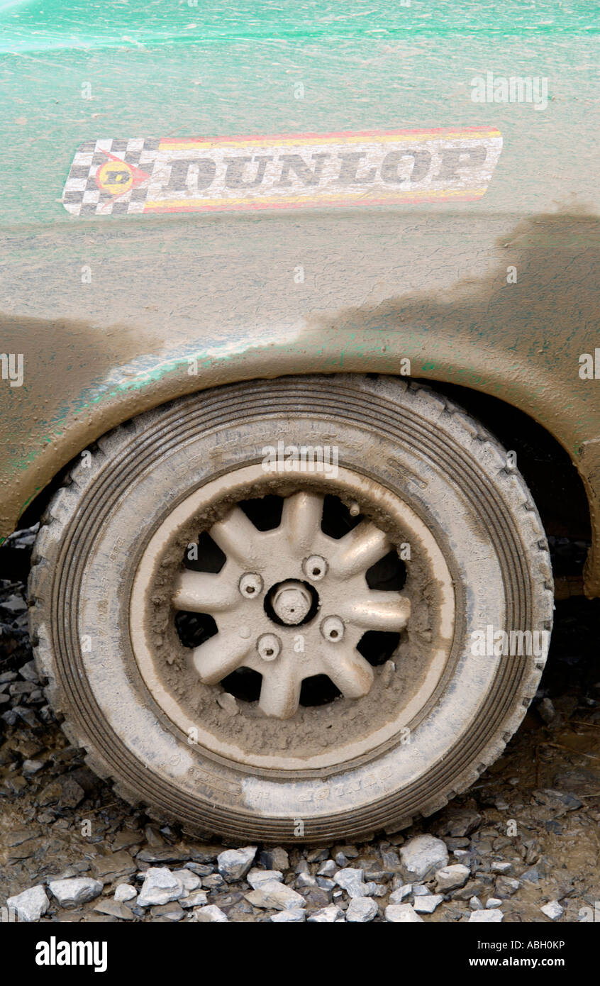 Mud splatter on vintage Ford Escort rally car at the Sweet Lamb Rally ...