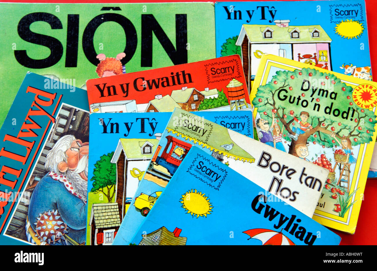Selection of Welsh language books for primary school in Wales UK Stock ...