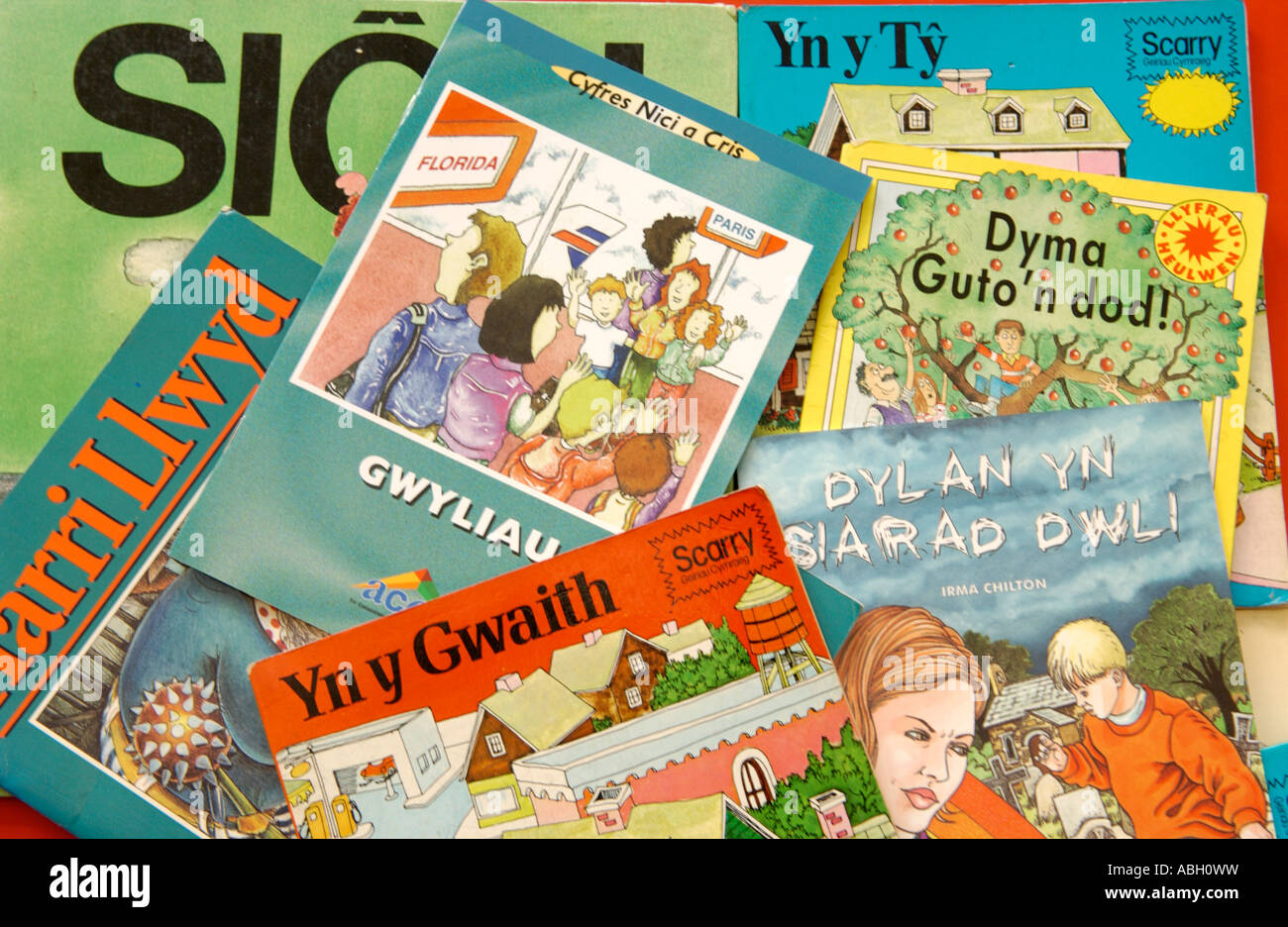Selection of Welsh language books for primary school in Wales UK Stock ...