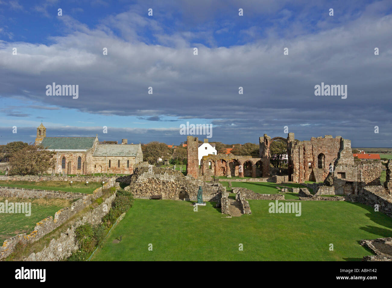 Lindisfarne Priory National Trust Holy Island Northumberland UK Stock ...