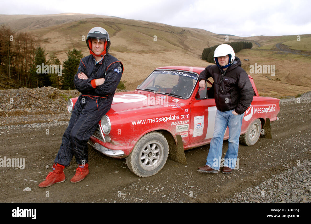 Rally enthusiasts with Vintage Ford Lotus Cortina rally car at the ...