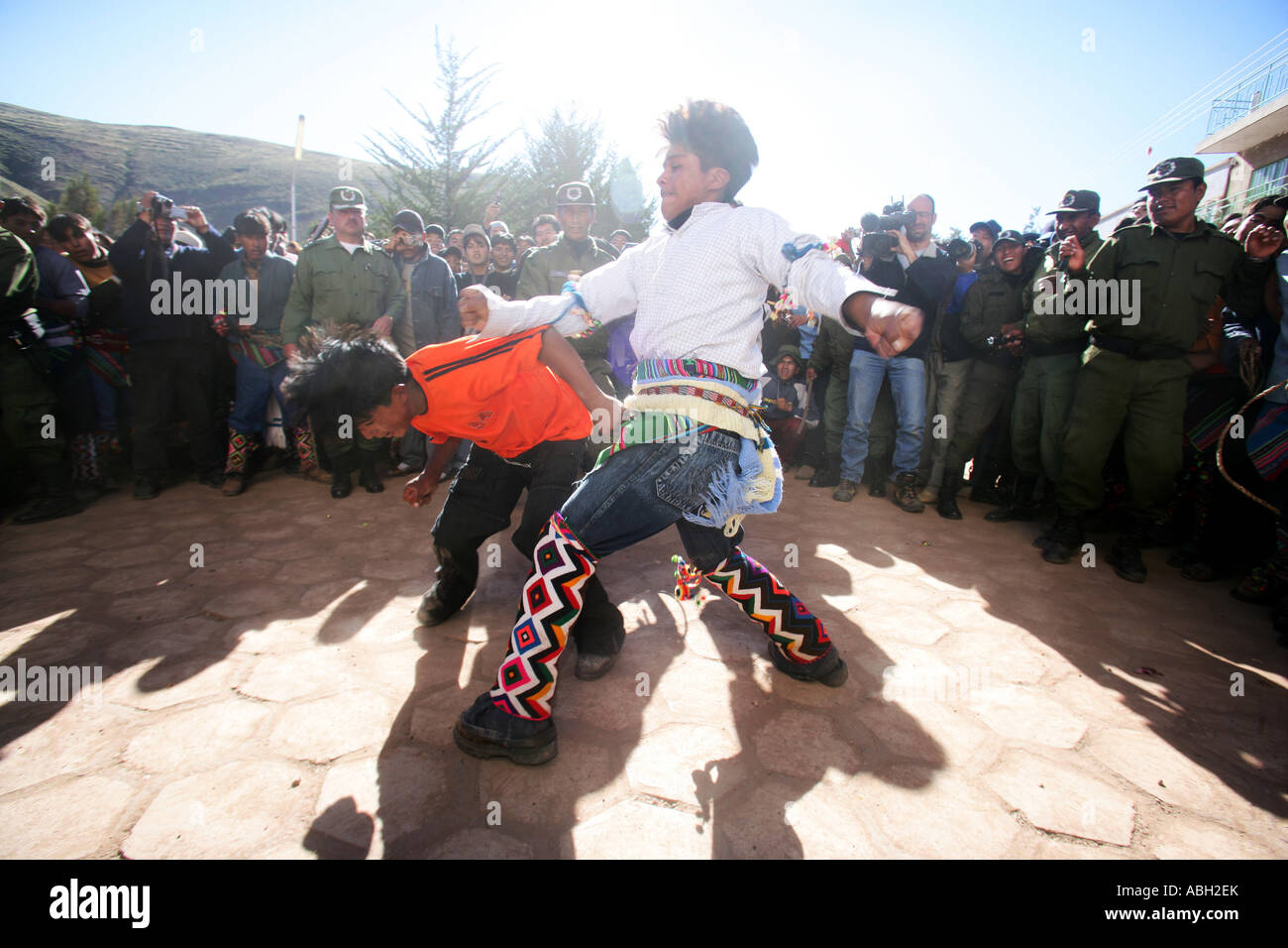The annual intervillage fist fighting festival known as Tinku in Macha ...