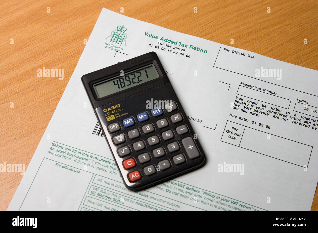 VAT return form and calculator Stock Photo - Alamy