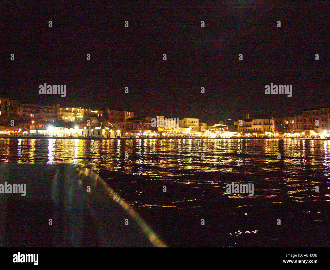 Chania Bay Crete at Night Stock Photo - Alamy