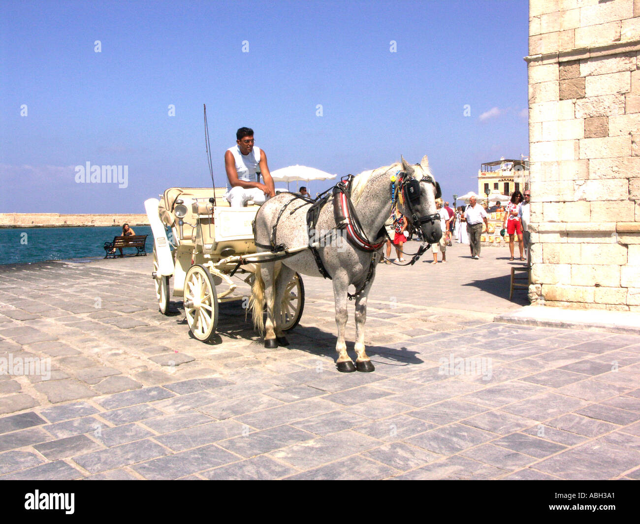 Horse and Trap Chania Bay Crete Stock Photo - Alamy