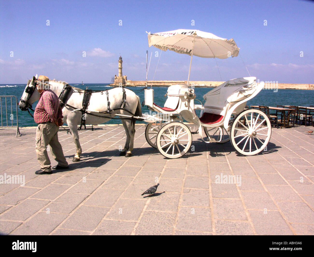 Horse and Carriage Chania Bay Crete Stock Photo - Alamy