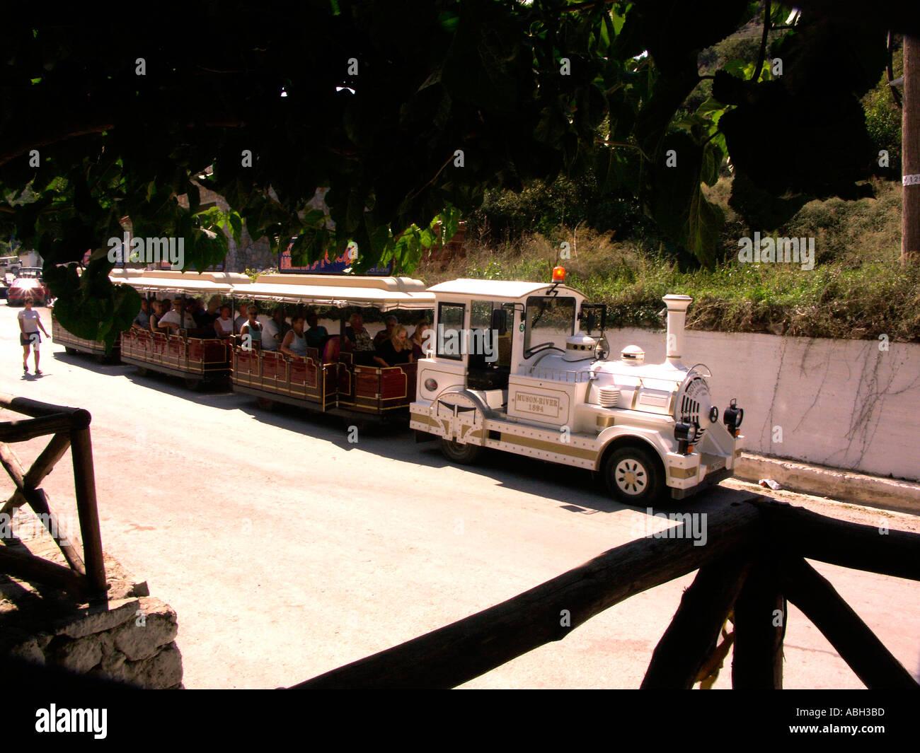 A Cretan Roadway Passenger Train Crete Stock Photo - Alamy