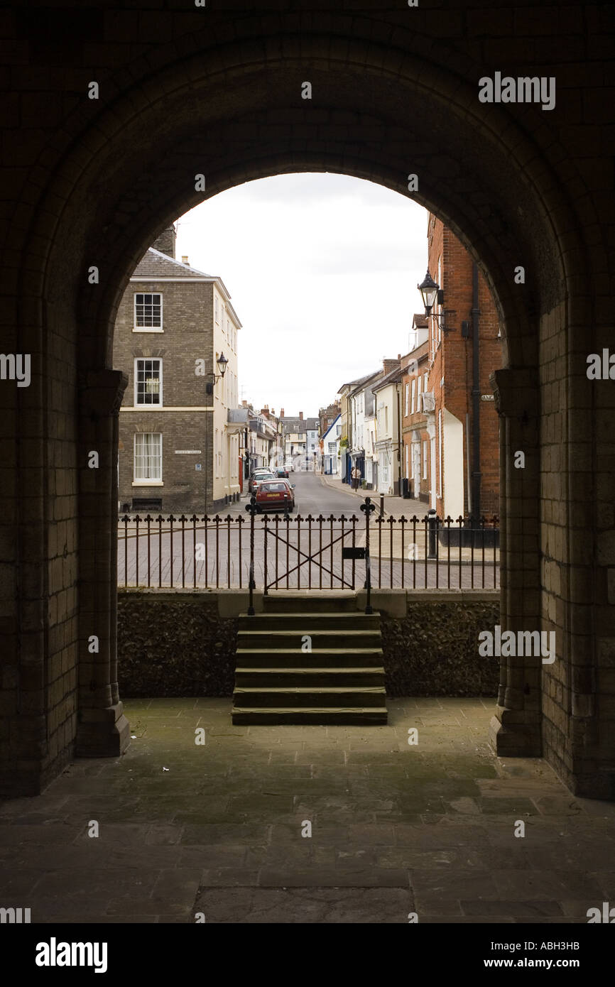 A view through the Norman tower looking towards chequer square and ...