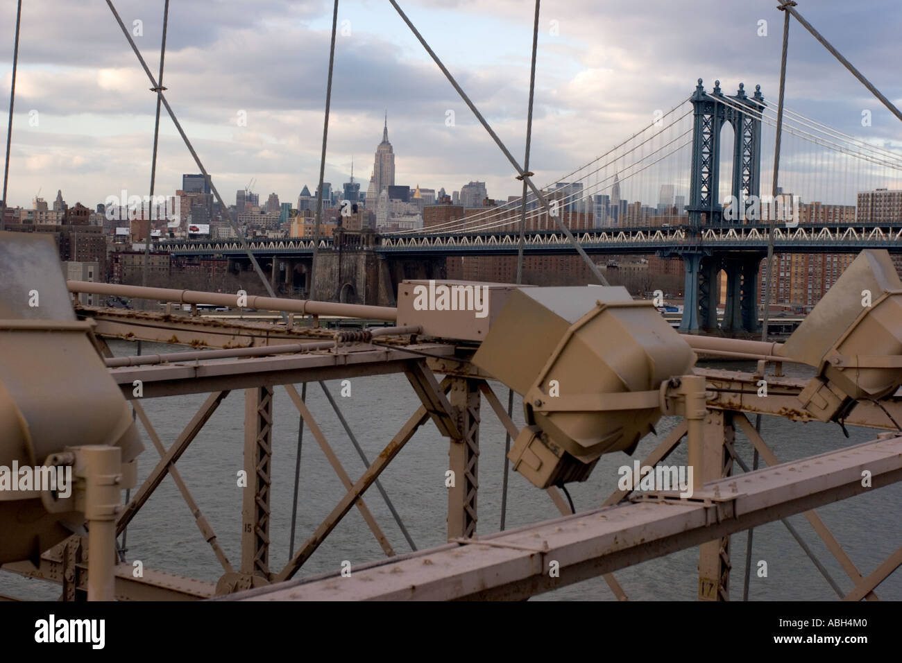 View from Broolyn bridge at Manhatten bridge, New York, USA Stock Photo ...