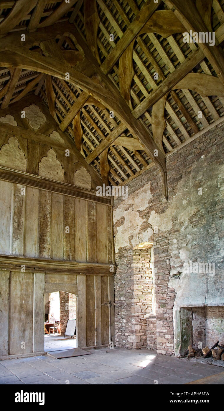 Hall in the West Range with wooden screen room divider Tretower Court ...