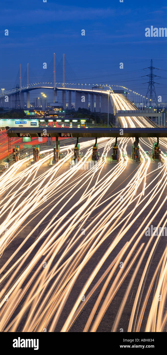 Motorway Road toll bridge at dusk uk Stock Photo - Alamy