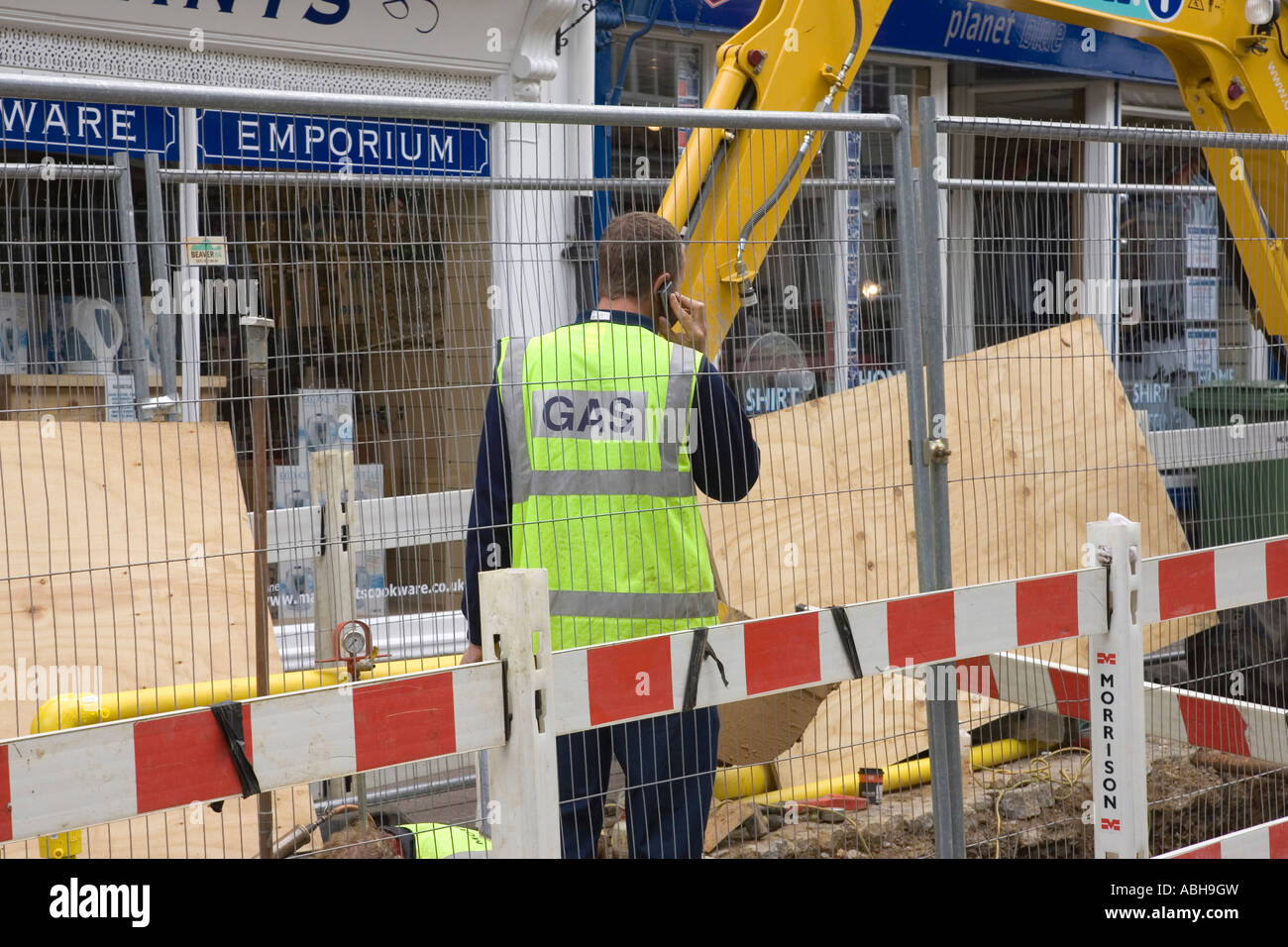 digging up the road to install new gas pipe Stock Photo - Alamy