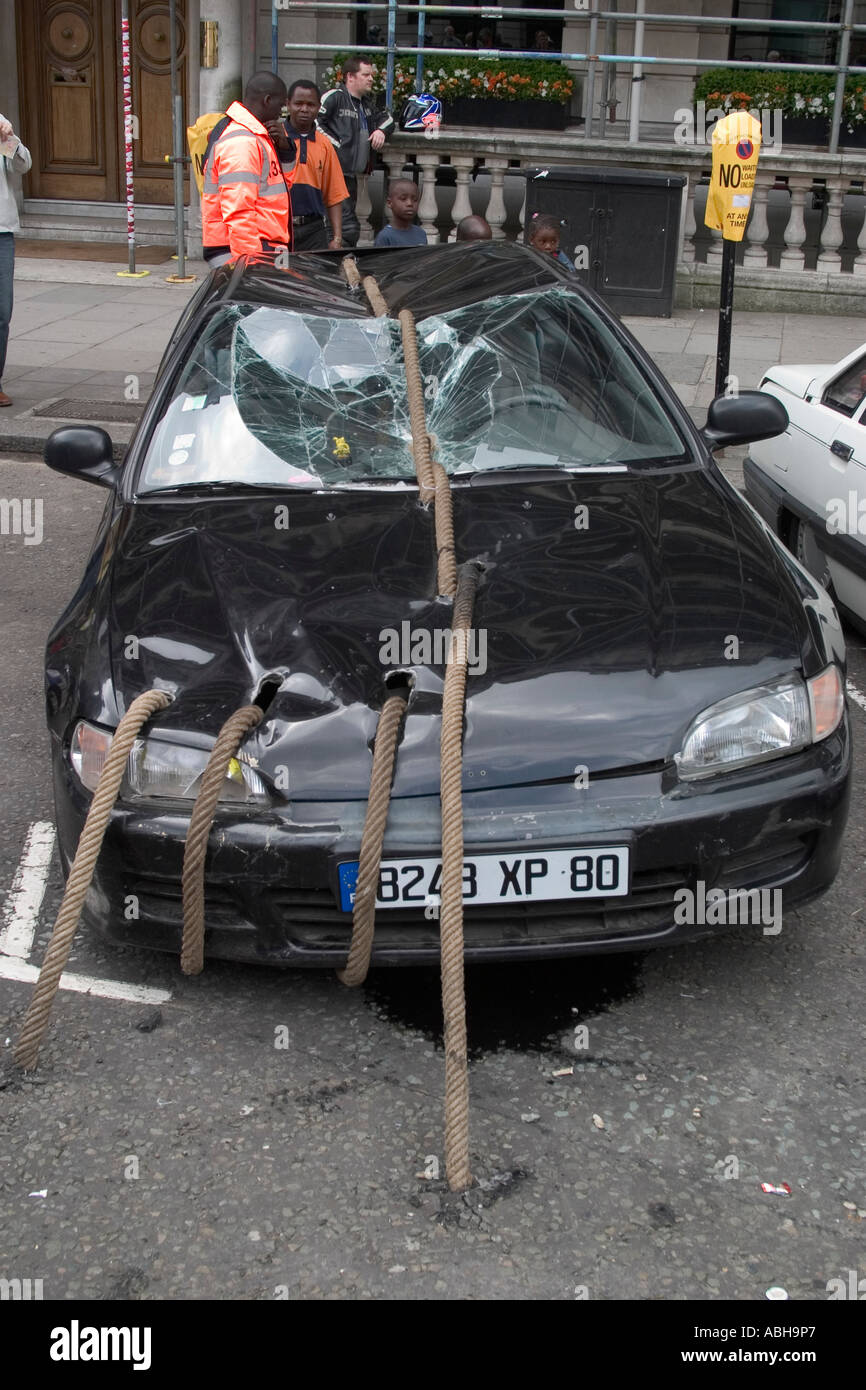 Car sewn onto street as part of The Sultan's Elephant street theatre by ...