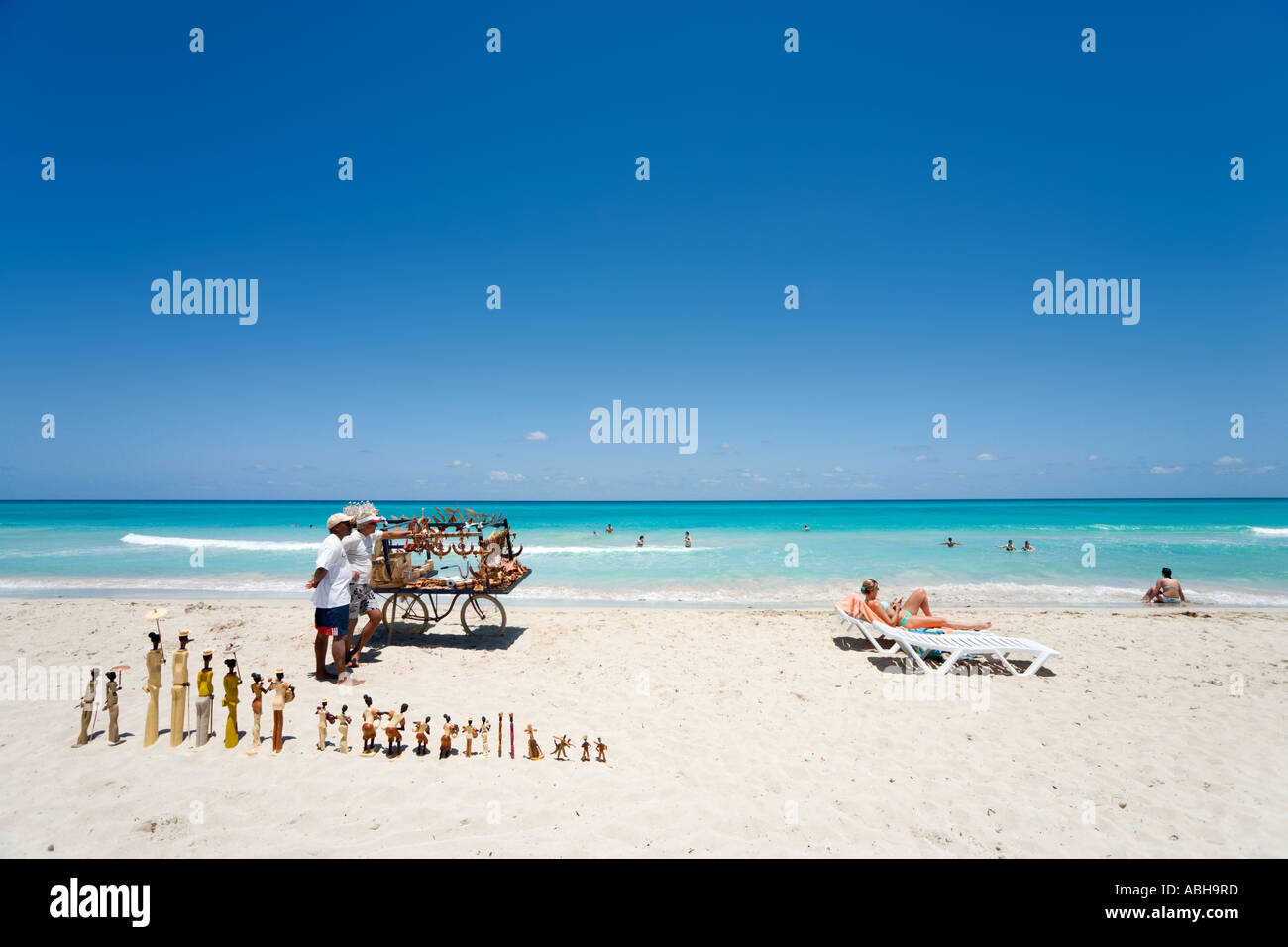 Beach trader on the beach in the resort area of Varadero, Cuba Stock ...