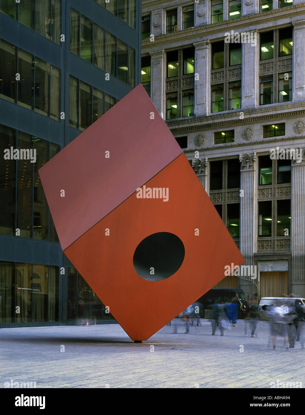 Red Cube 1968 red painted steel Sculptor Isamu Noguchi Marine Midland ...