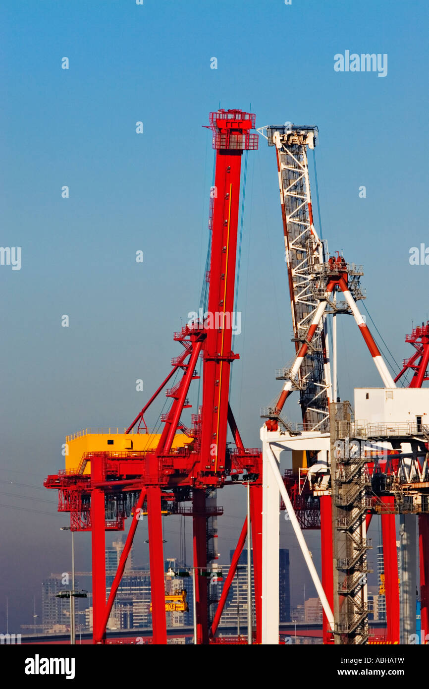 Shipping Industry / Gantry Cranes facing each other at the docks.The ...