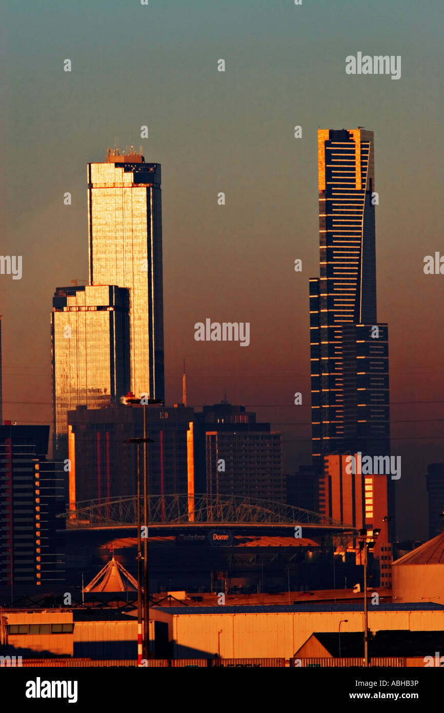 Melbourne`s Skyline at sunset Stock Photo - Alamy