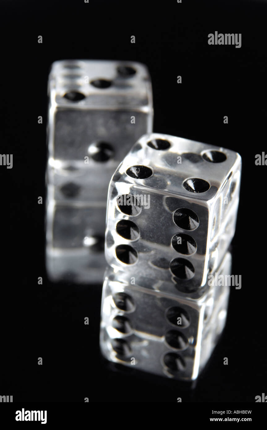Pair of transparent dice Isolated on black Cutout Stock Photo - Alamy