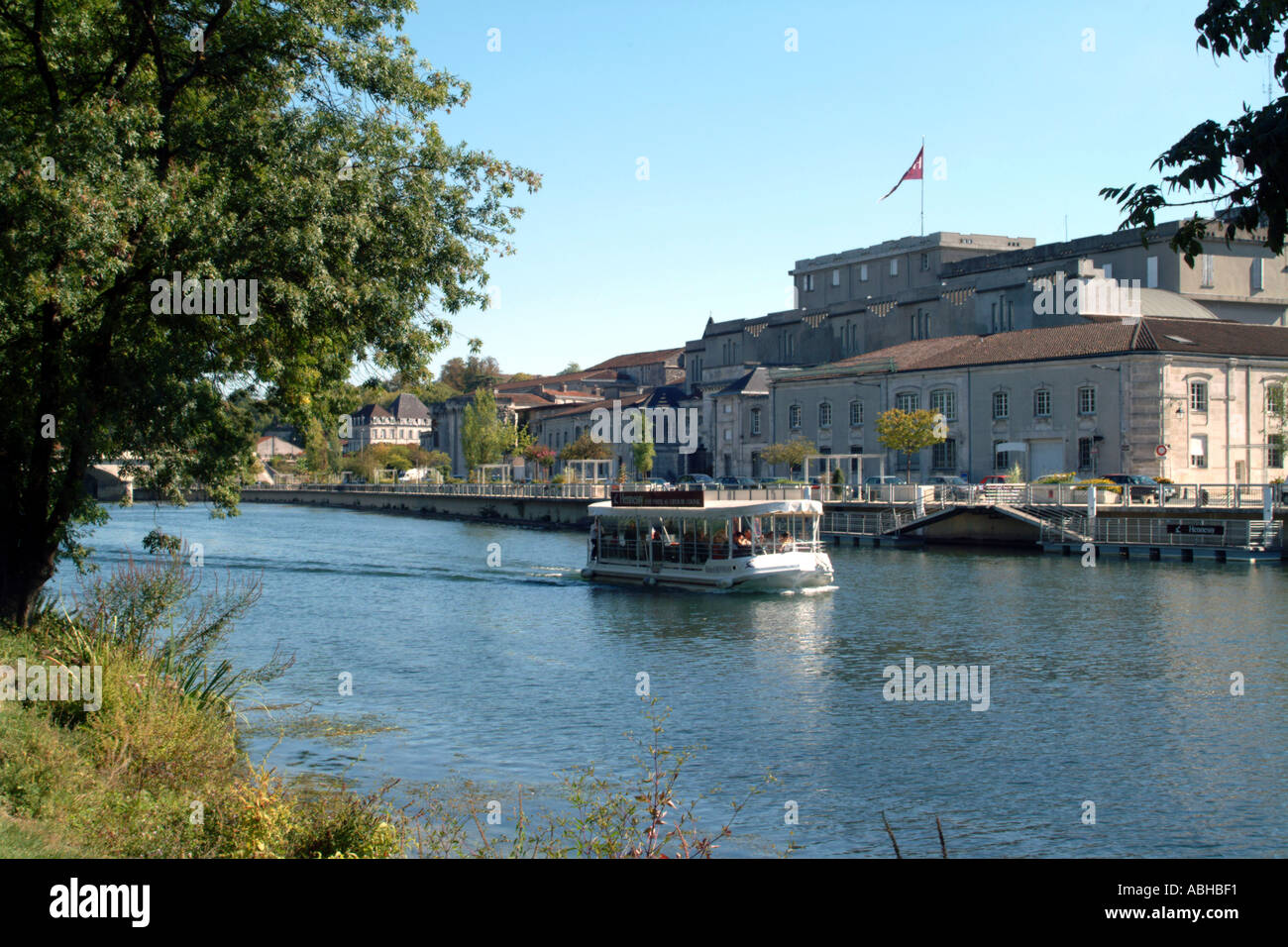 Hennessy Cognac tour boat on the La Charente river France Stock Photo ...