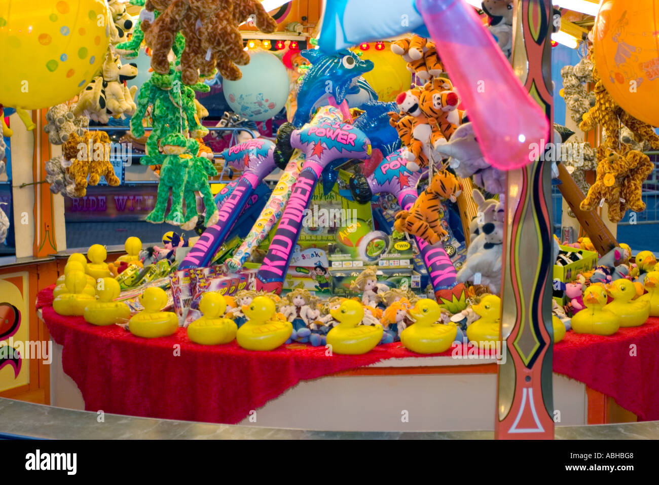 Catch a duck sideshow game at fairground Stock Photo - Alamy