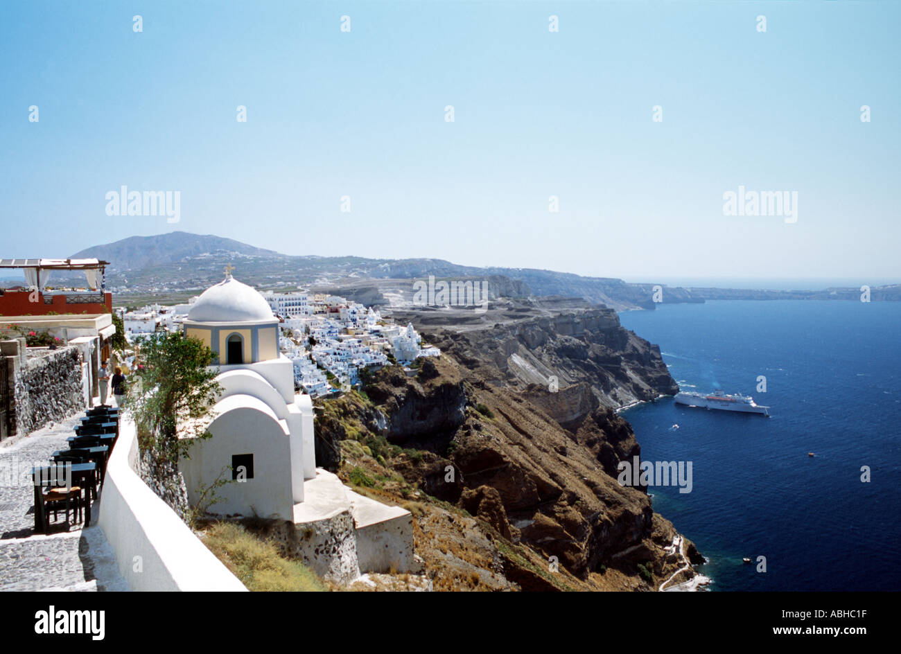 View of Thira Greek Island Santorini Cyclades Greece Europe Stock Photo ...