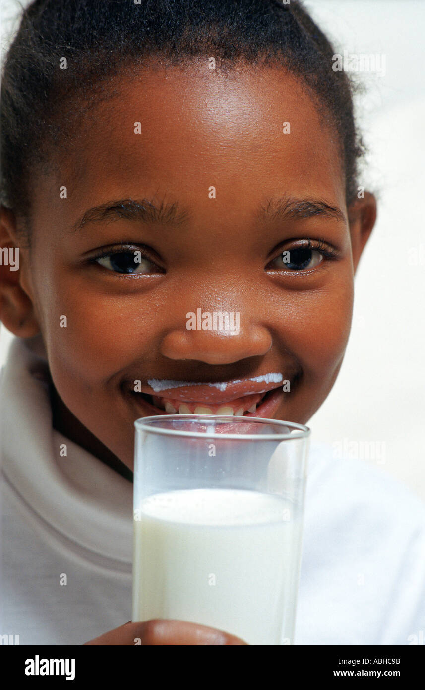 Girl drinking milk Gauteng South Africa Stock Photo - Alamy
