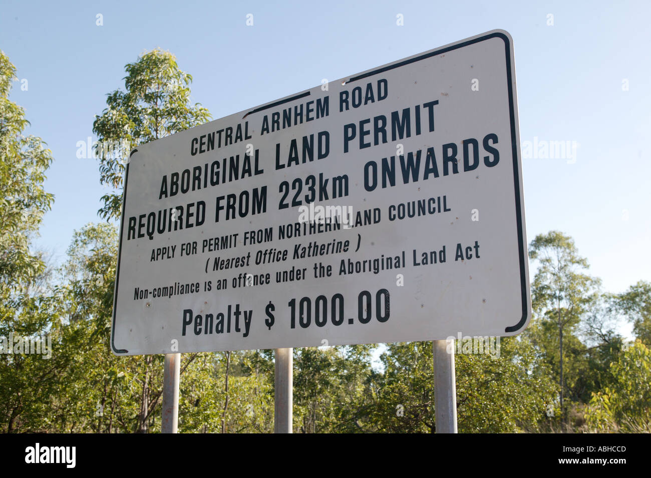 Sign marking exclusive Aboriginal territory outback Australia Stock ...