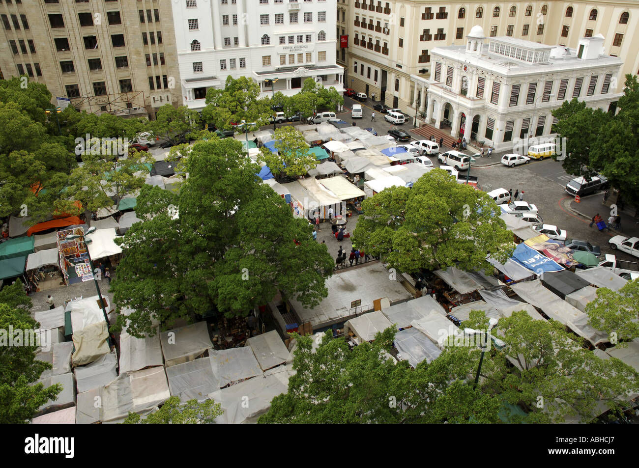 Aerial view of Green Market Square Market in Cape Town South Africa ...