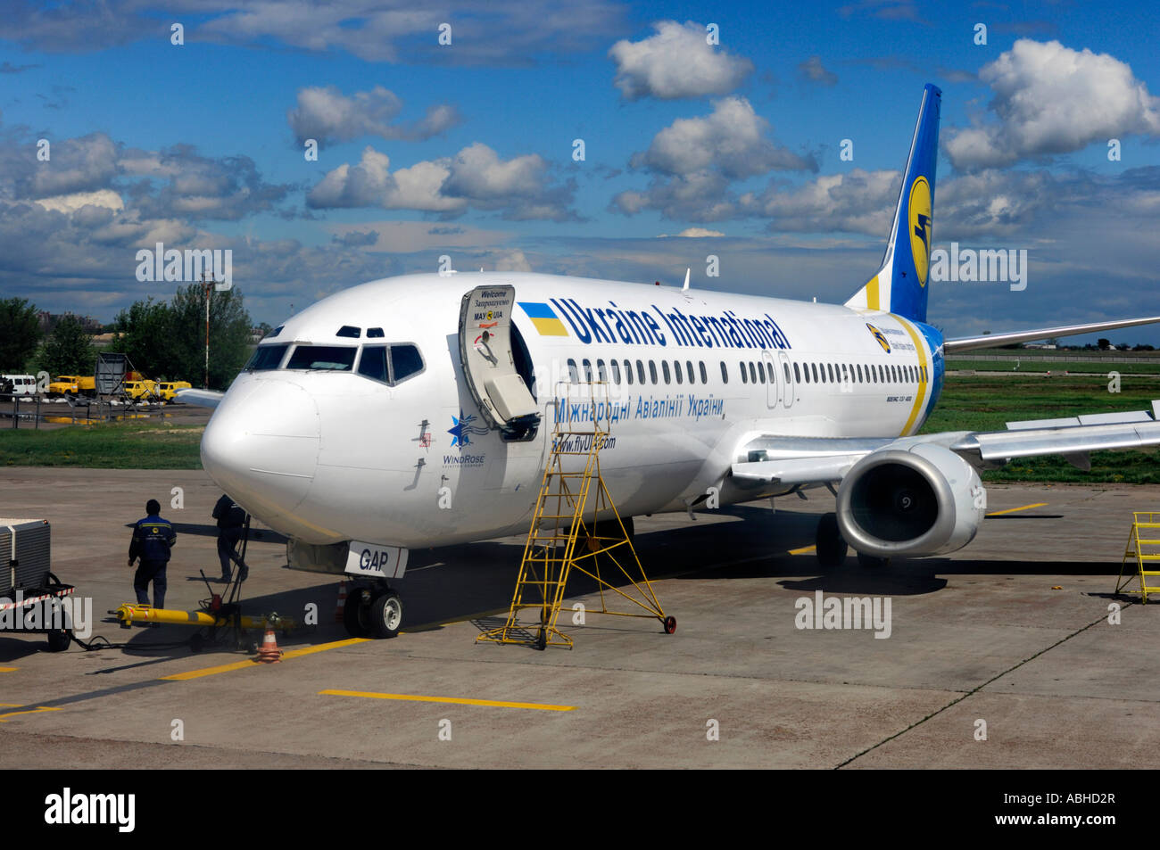 Ukraine International airplane in Kiev Borispol airport plane Stock ...