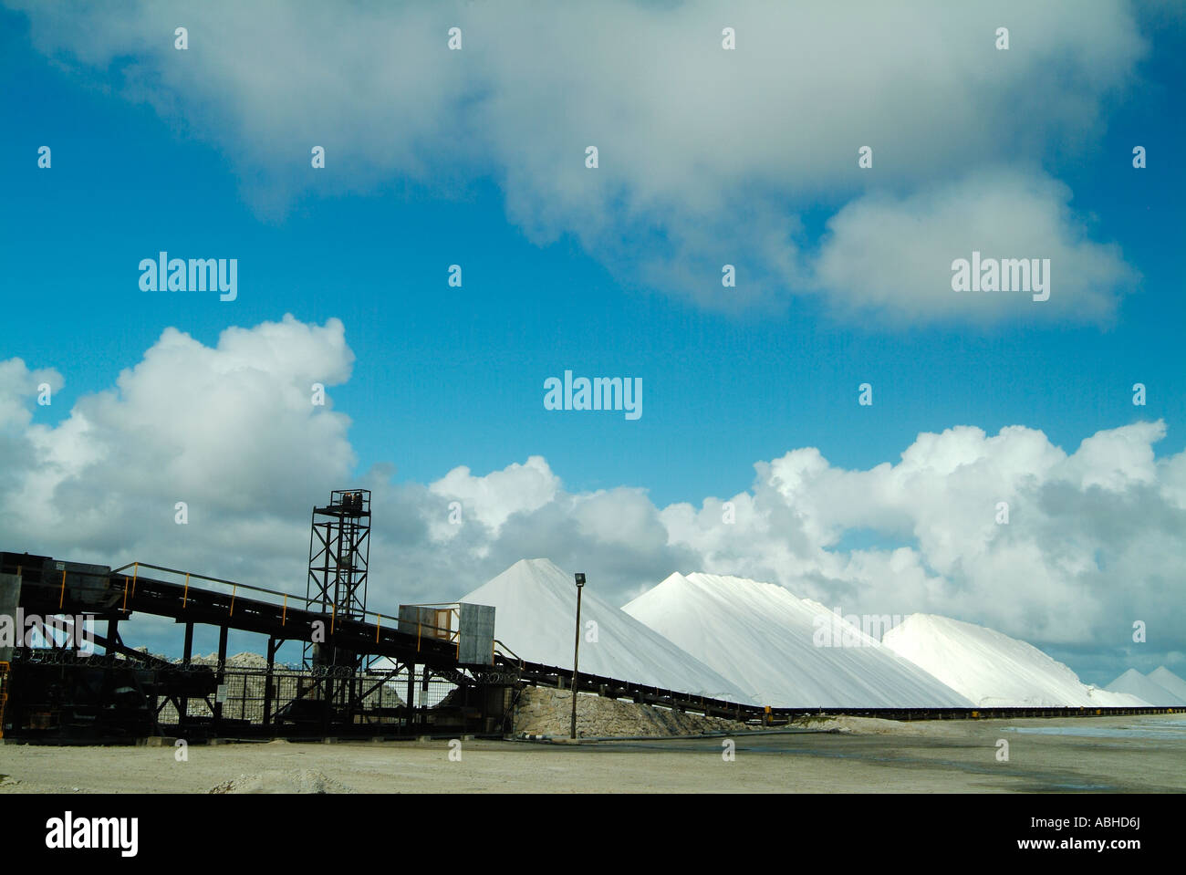 Salt Mound at cargill solar evaporation salt Harvesting site Stock ...