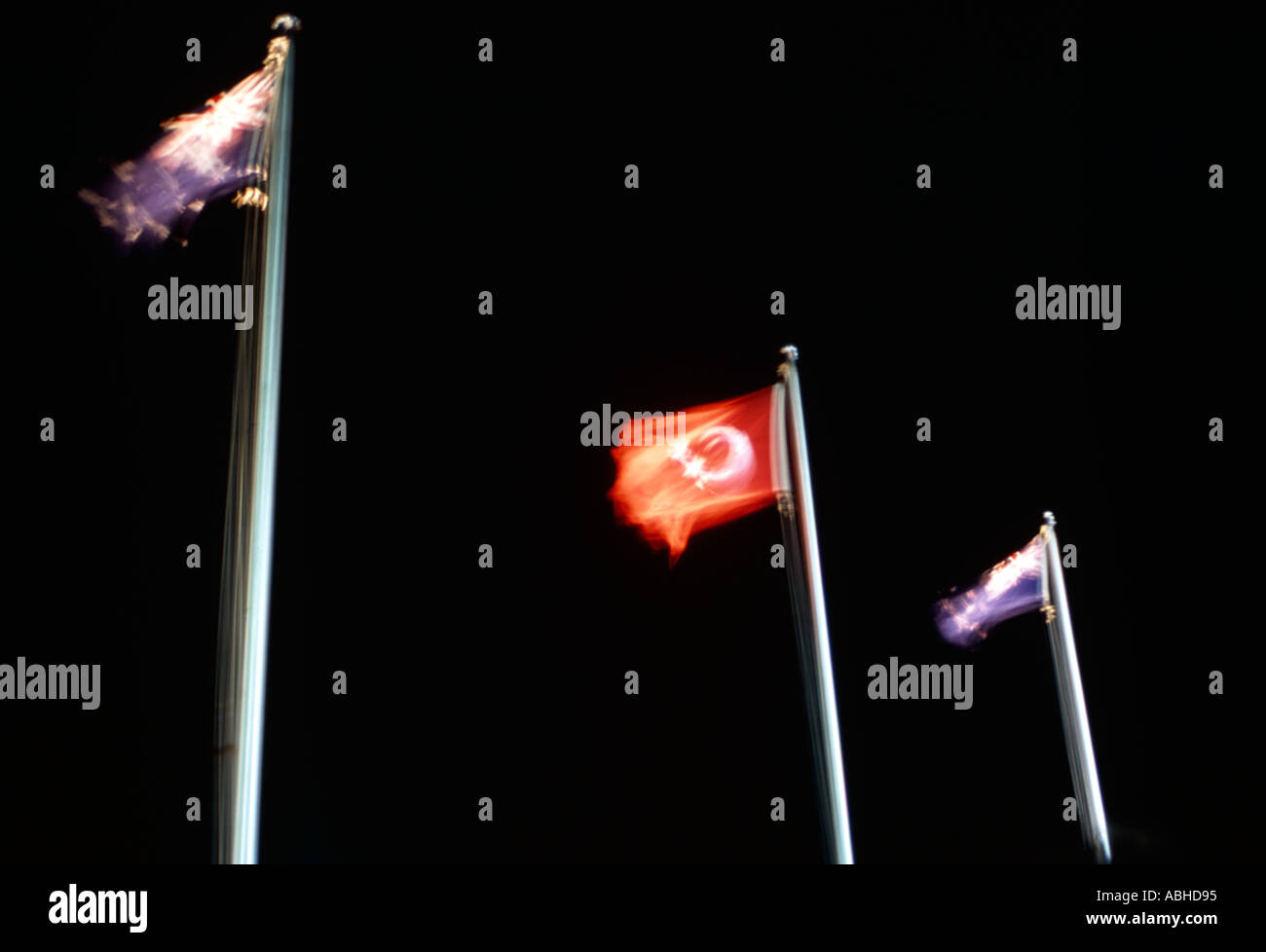 Turkish Kiwi and Oz flags for Anzac day celebrations Stock Photo - Alamy