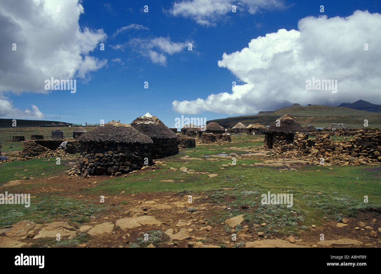 huts of the Basotho people, Sani Pass, Lesotho, Africa Stock Photo - Alamy