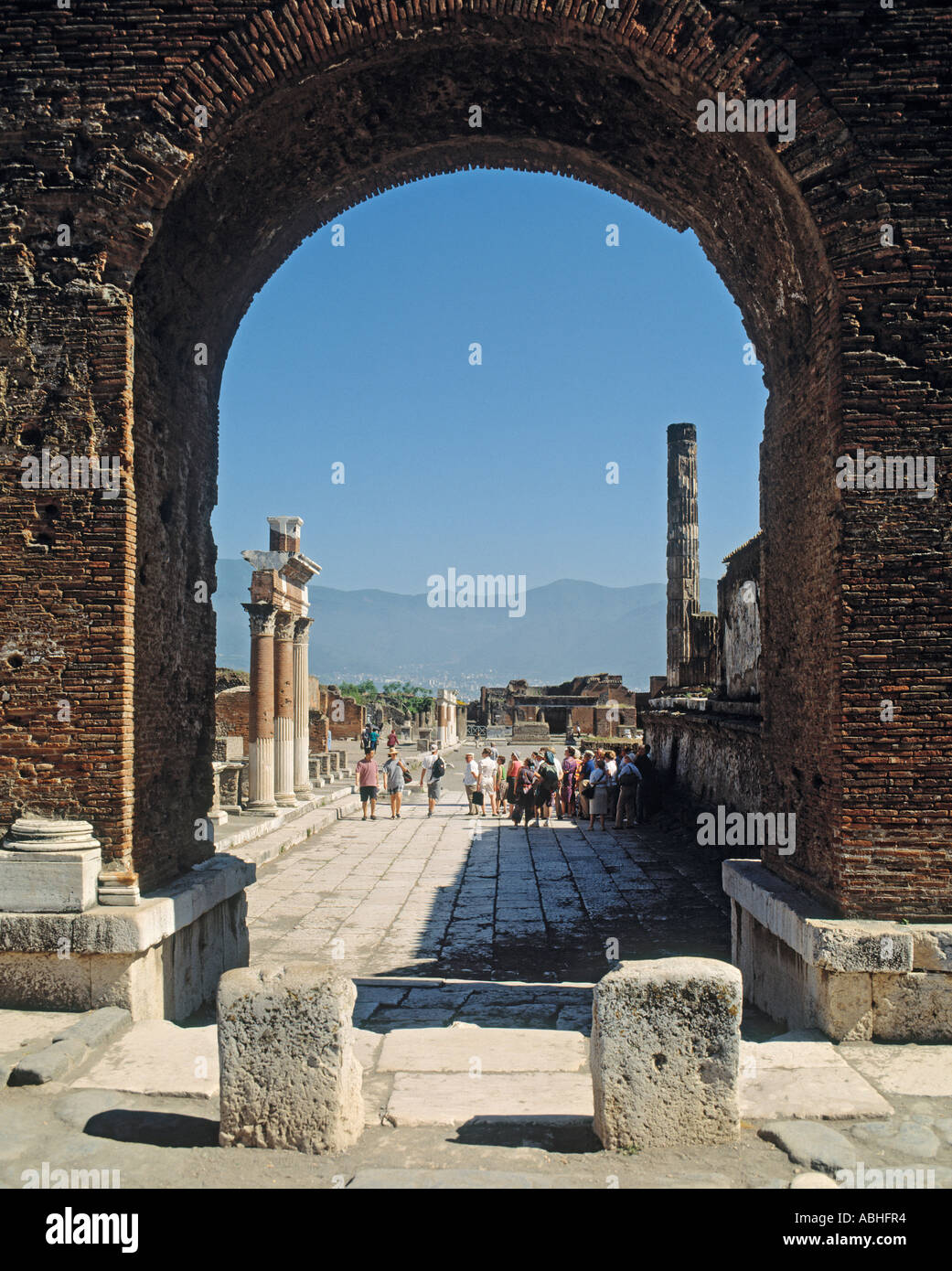 Pompeii, Italy. Arch of Germanicus. Forum behind Stock Photo - Alamy