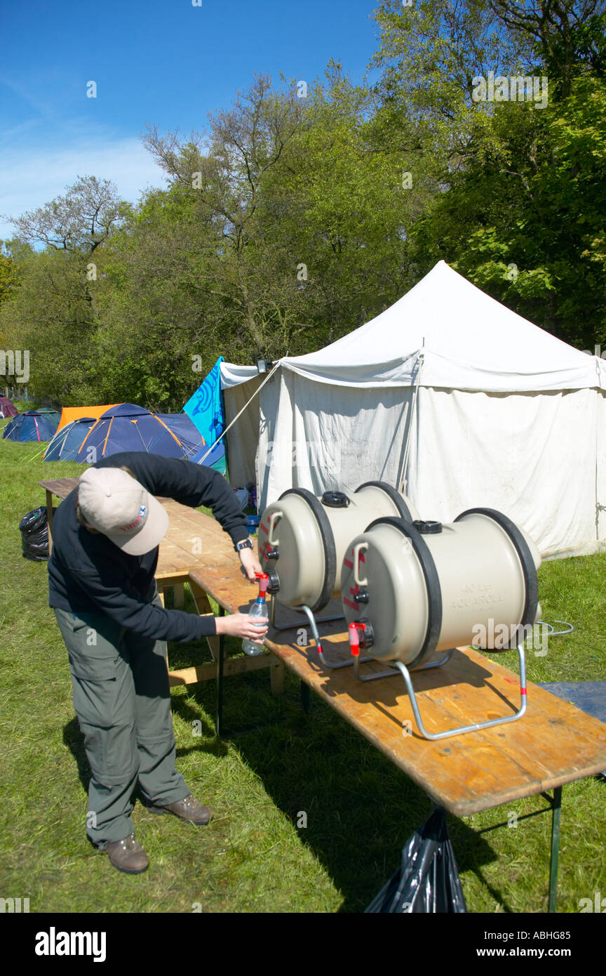 Water Barrel being used by scouts on a camping weekend Stock Photo - Alamy
