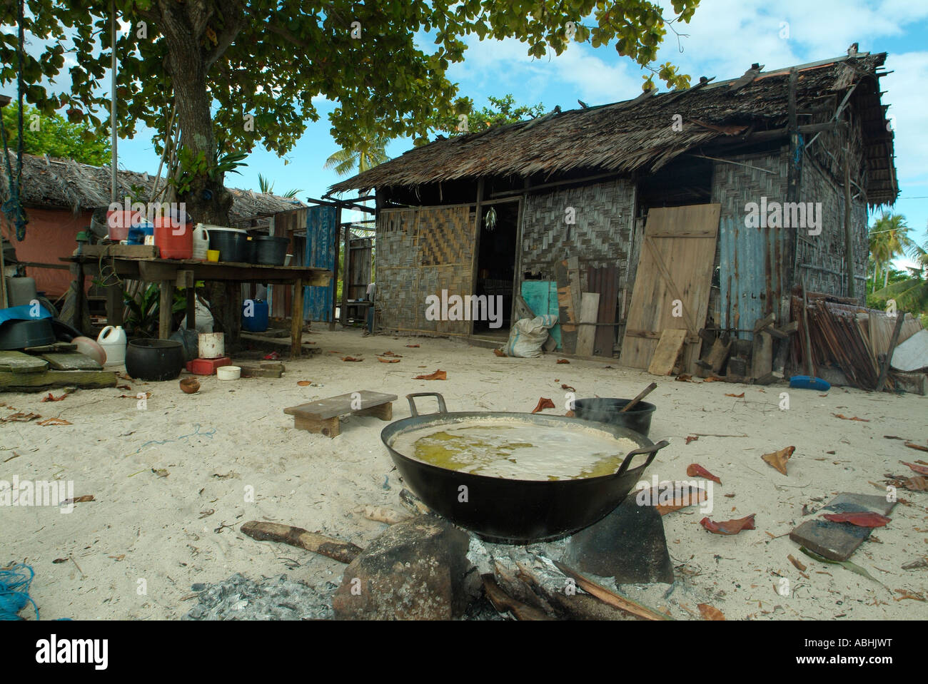 Typical wooden house on a small west papuan island Stock Photo - Alamy