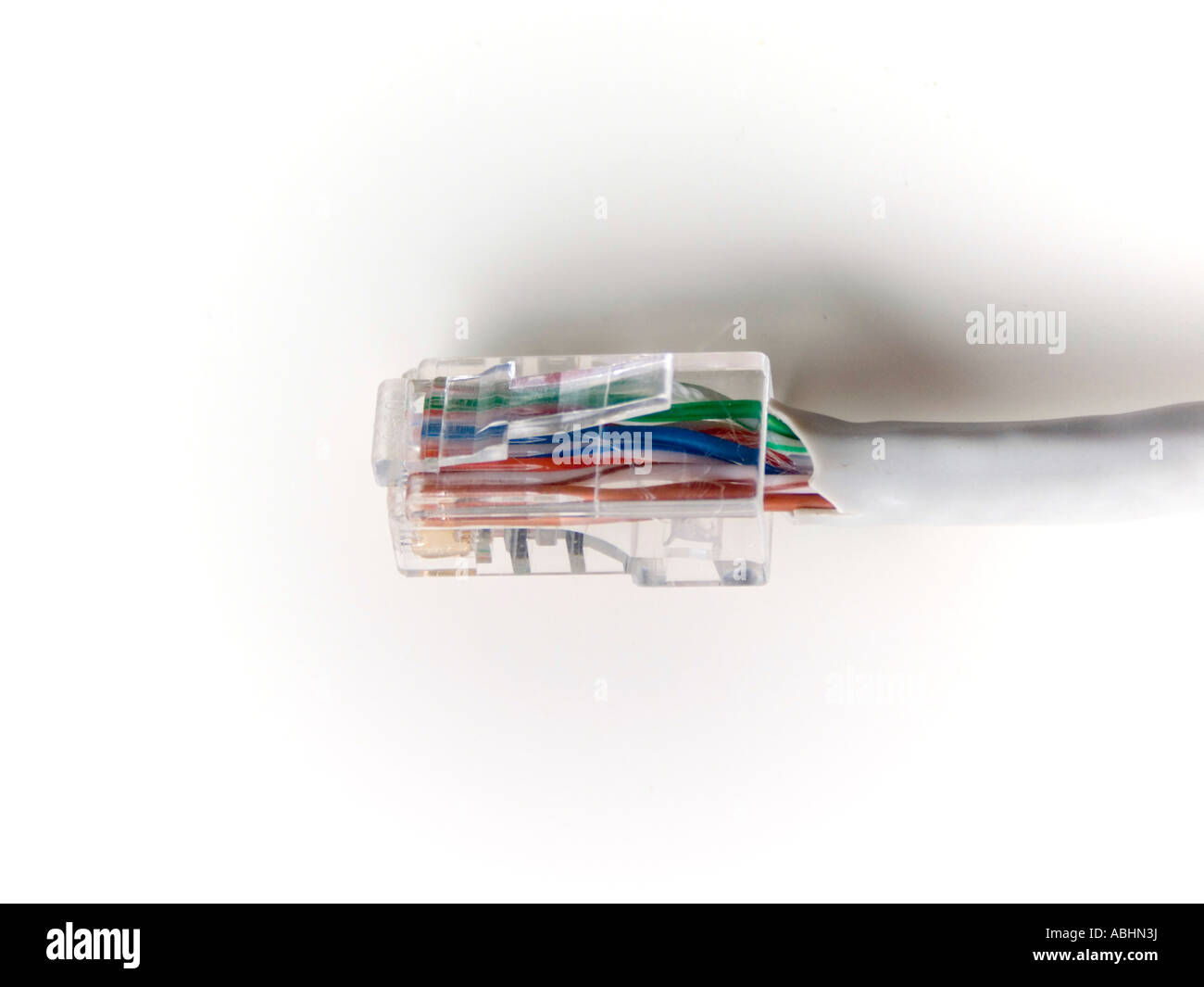 pc rj 45 Ethernet Internet plug cable close up on a white background ...