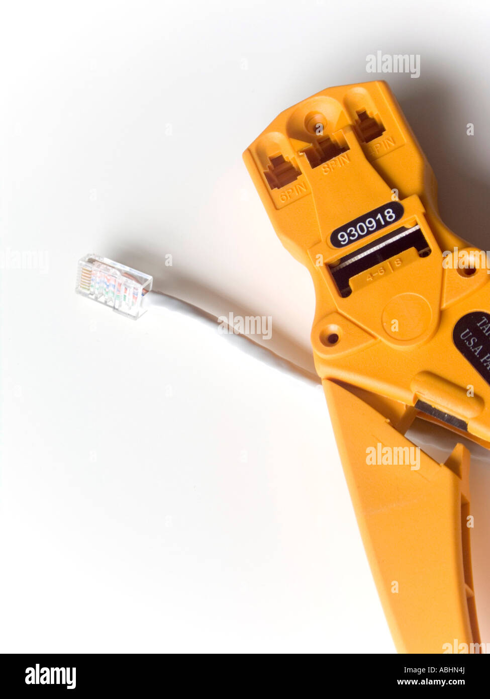 pc rj 45 plug cable grab tool close up on a white background Stock ...