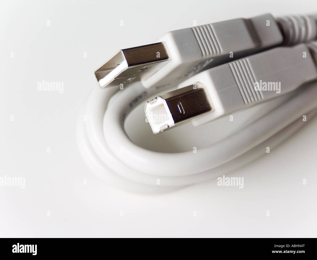 pc usb plug cable close up on a white background Stock Photo - Alamy
