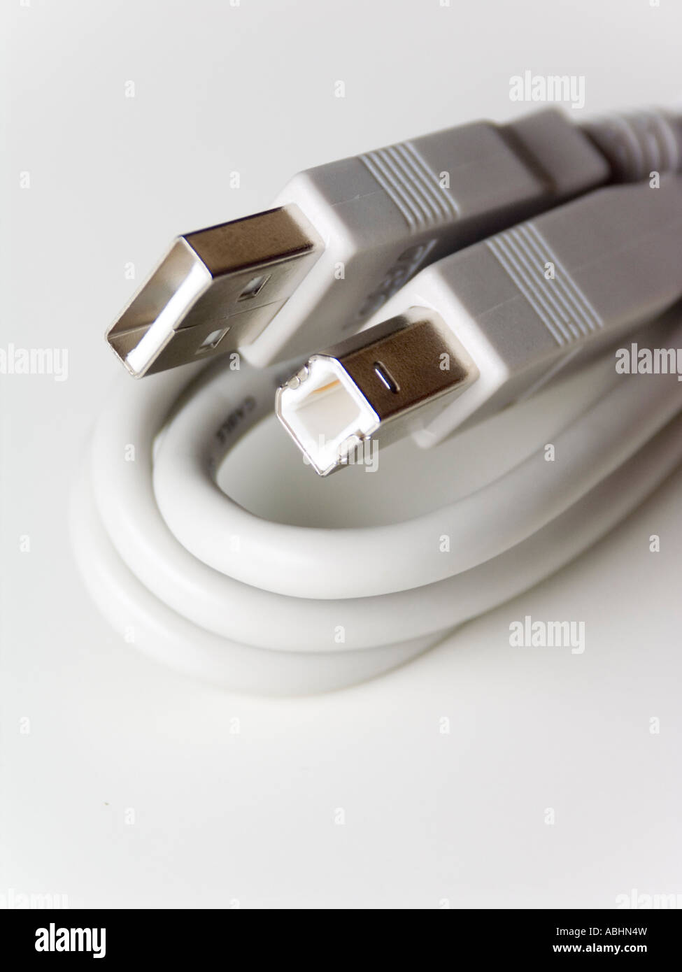 pc usb plug cable close up on a white background Stock Photo - Alamy