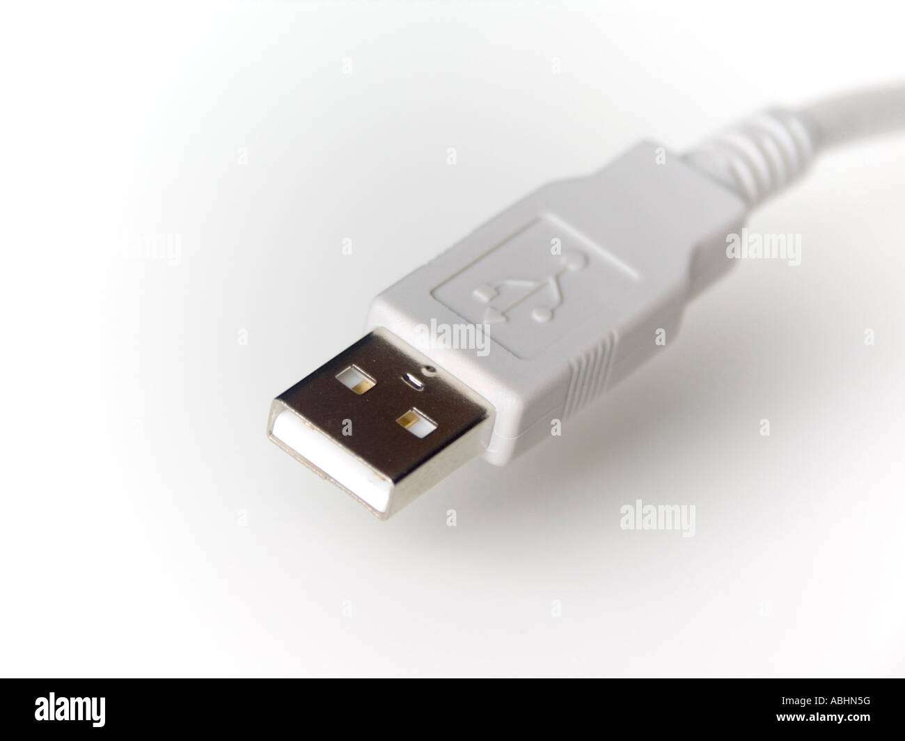 pc usb plug cable close up on a white background Stock Photo - Alamy