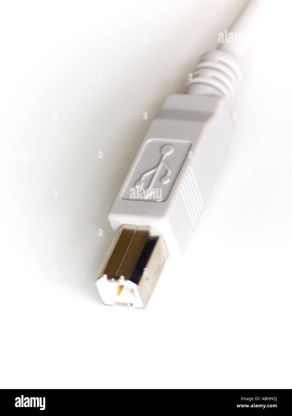 pc usb plug cable close up on a white background Stock Photo - Alamy