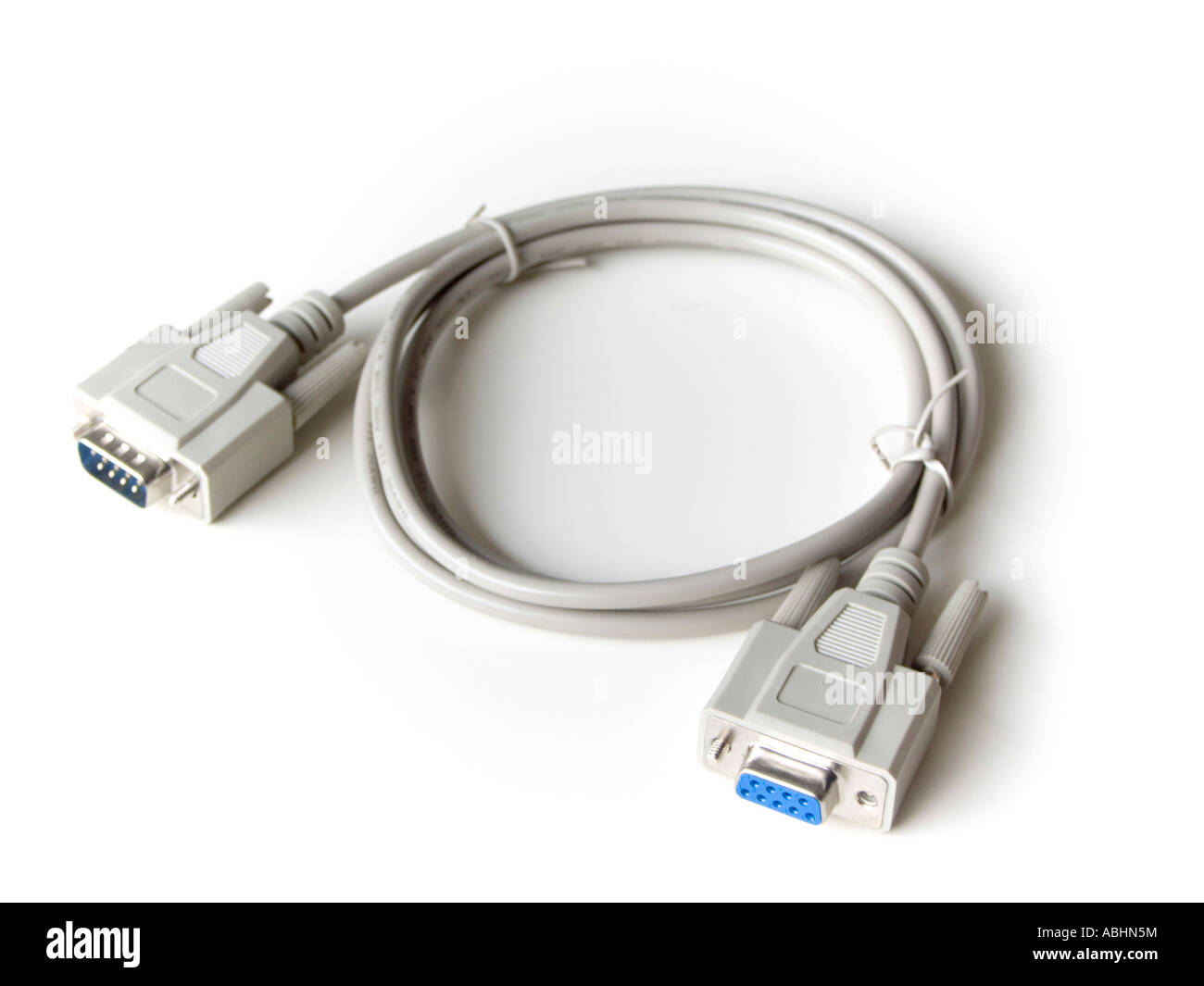 pc serial plug and cable close up on a white background Stock Photo - Alamy