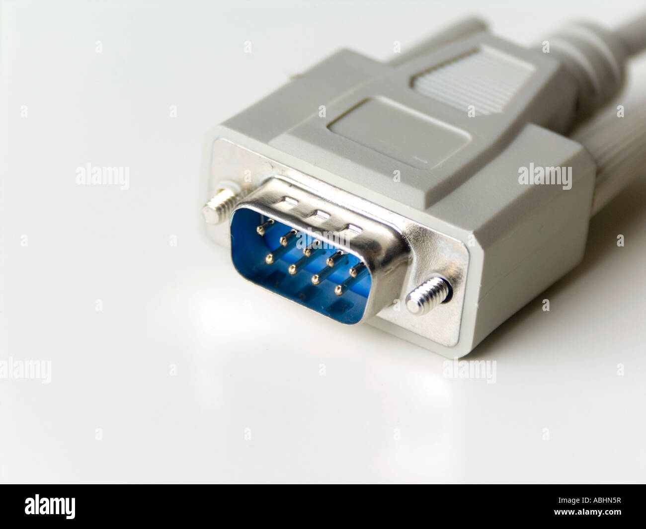 pc serial plug and cable close up on a white background Stock Photo - Alamy